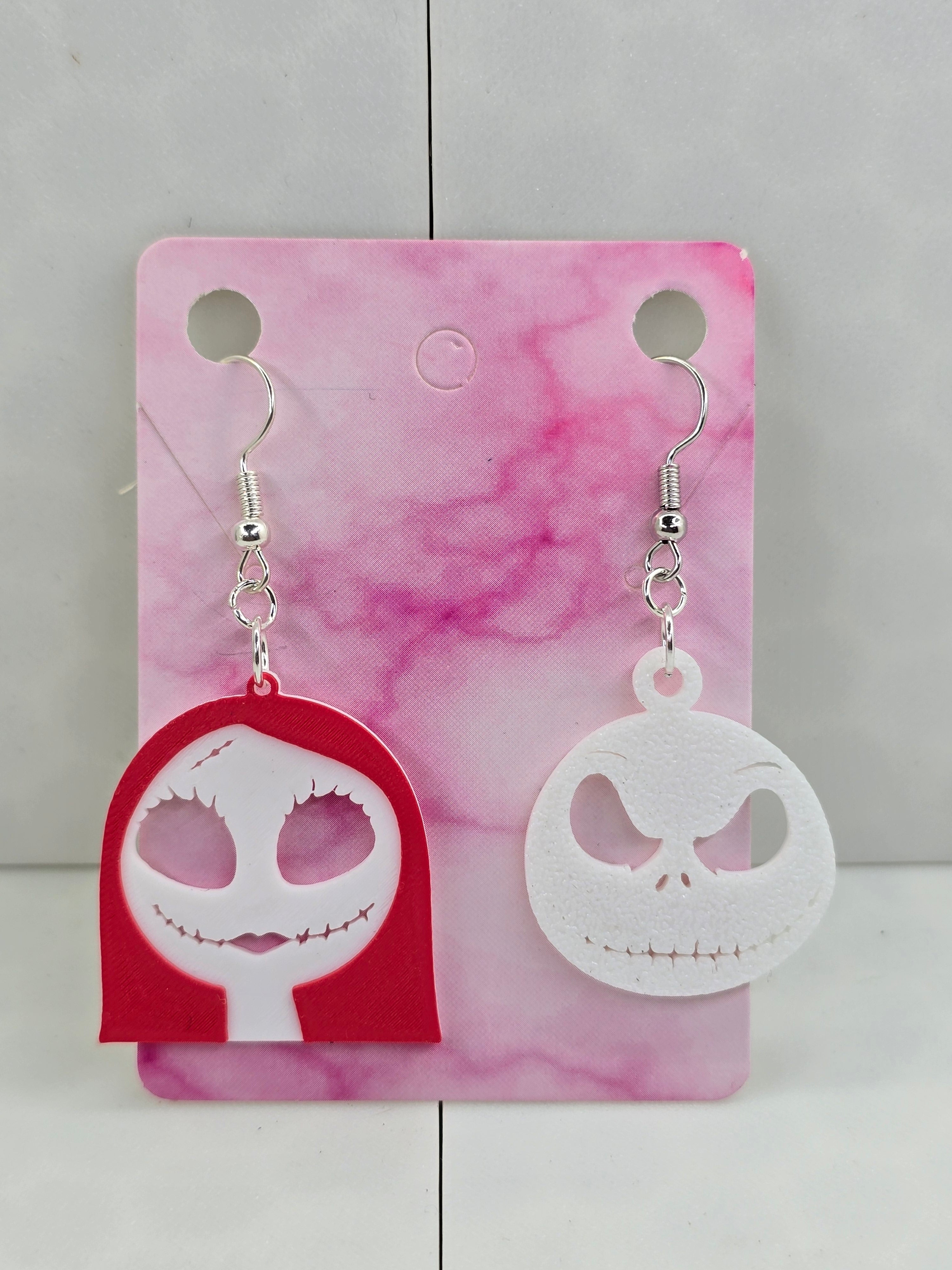 Jack and Sally Head Earrings – Erratically Eccentric Creations